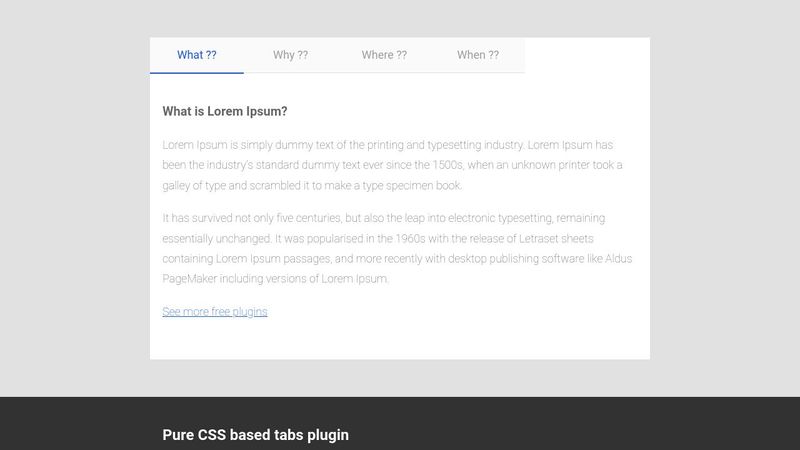 Pure CSS based 4 tabs plugin (beautified)