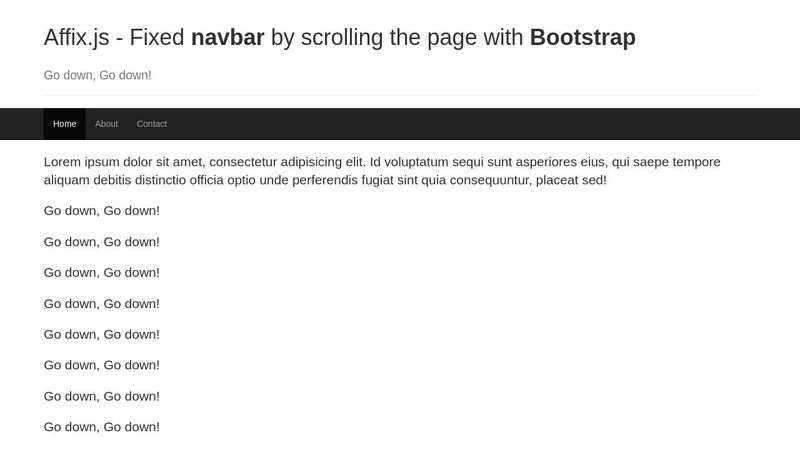 Sticky Navigation with Affix.js Bootstrap - Fixed navbar by scrolling the page 11