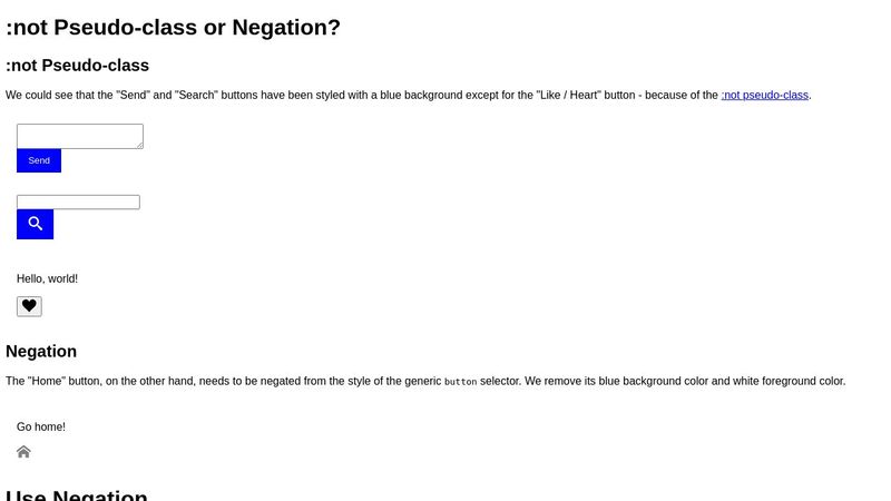 CSS :not Pseudo-class or Negation?