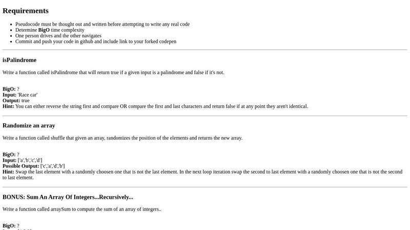Algo Practice & Paired Programming - 2