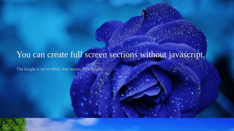 Full screen sections with CSS