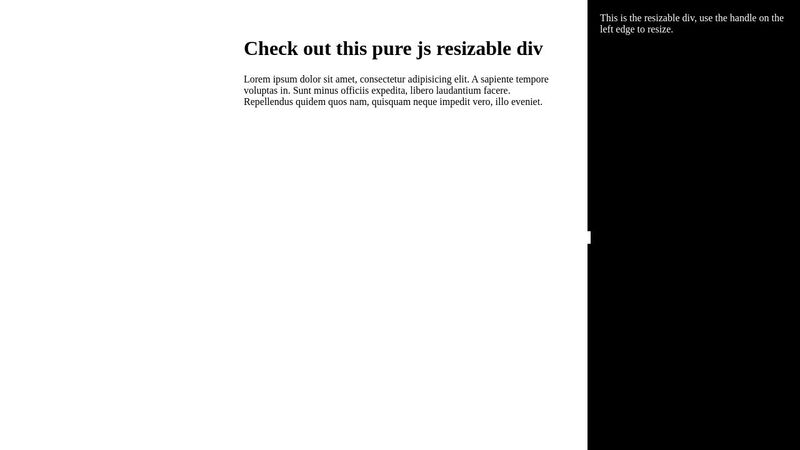 Horizontally resizable div using pure javascript