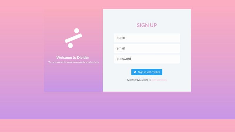 Divider Signup UI Card | #codevember