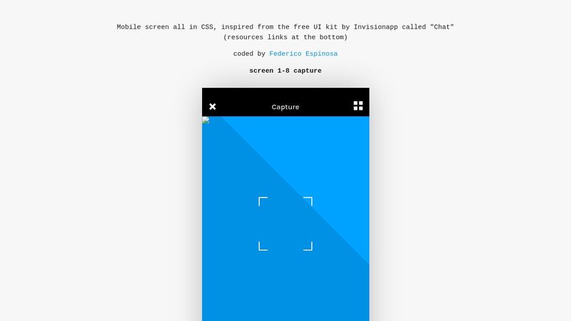 Mobile screen all in CSS - screen 1-8 Capture - inspired from invisionapp