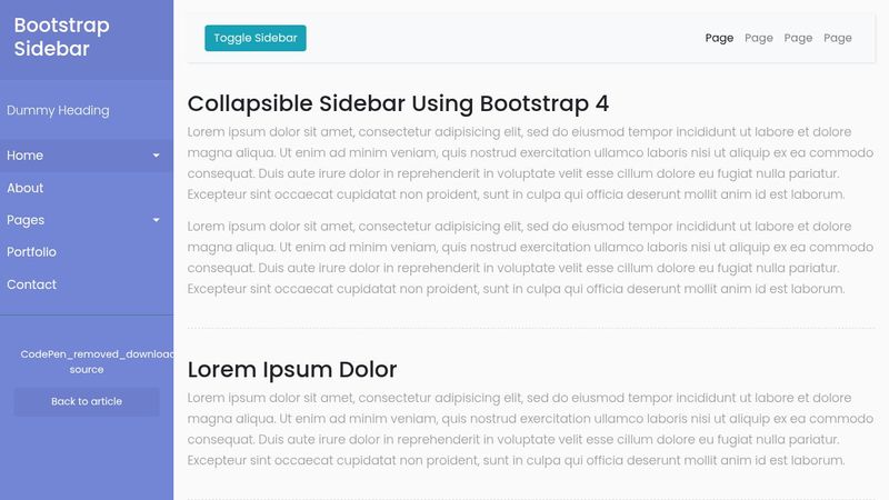 collapsing sidebar