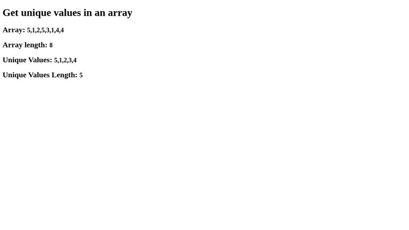 Get unique values in an array