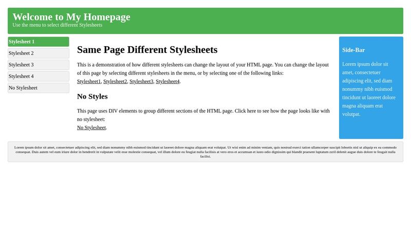 HTML - CSS - Multiple Style