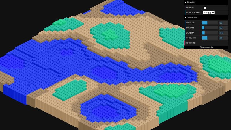 Isometric map using Obelisk.js and NoiseJs