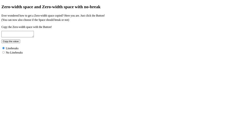 Breitenloses Leerzeichen - Zero-width space and Zero-width space with no-break