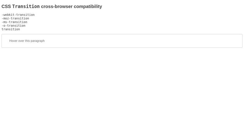 Transition [CSS] cross-browser compatibility