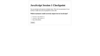 JavaScript Session 1 Checkpoint