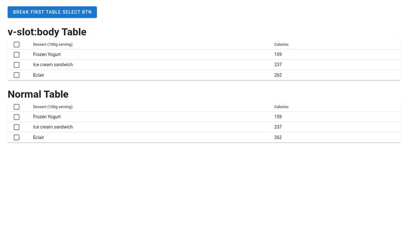 Vuetify custom v-data-table checkbox