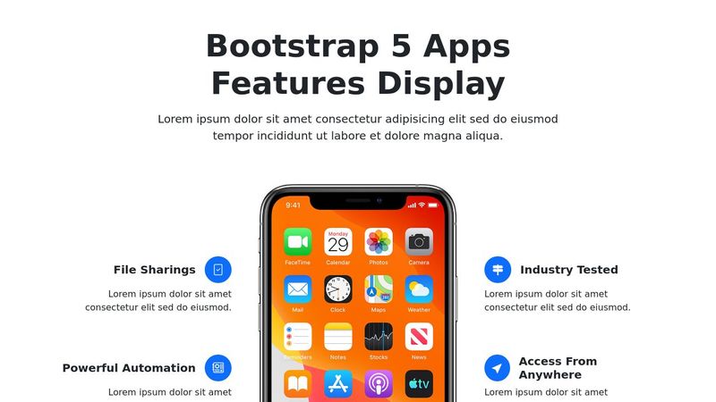 Bootstrap 5 Apps Features Display Layout