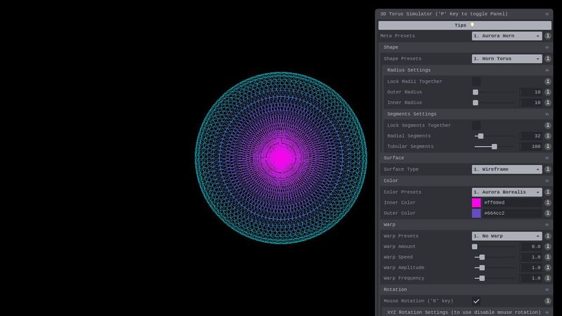 3D Torus Geometry Simulator | ThreeJS, Tweakpane