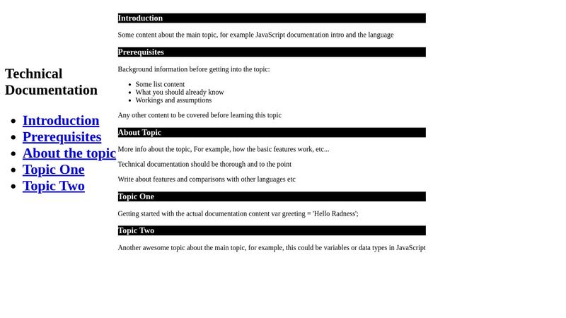 Technical Documentation Page