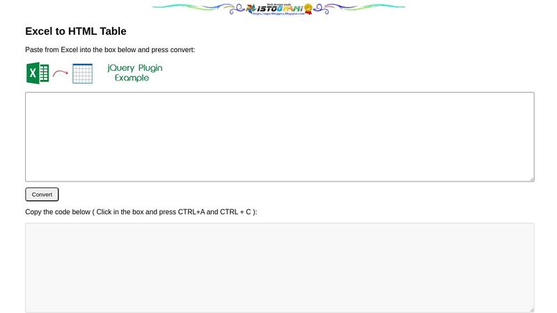 Excel to HTML table Converter