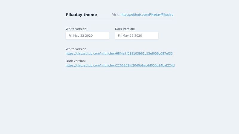Pikaday Datepicker Theme