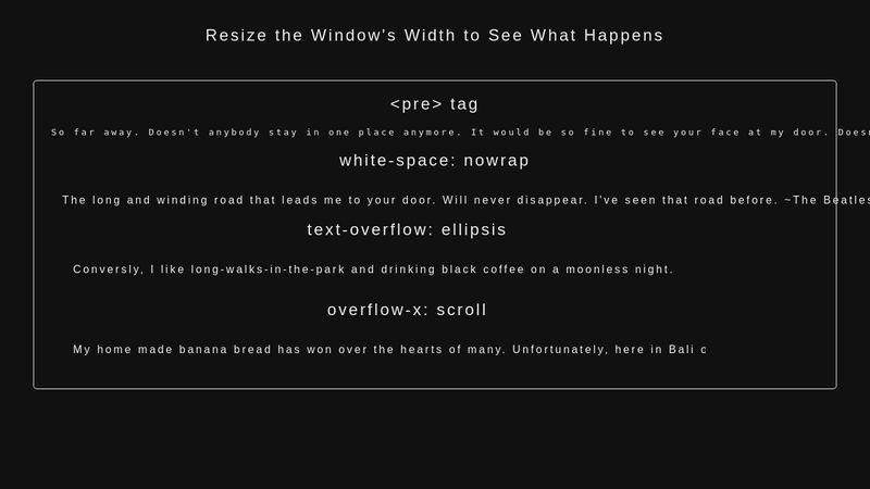 CSS No Wrapping Text Example