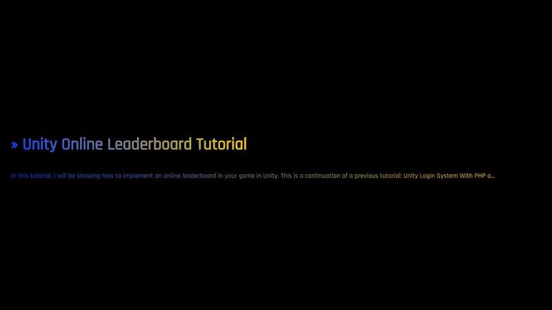 HTML Code from the Article: "Unity Online Leaderboard Tutorial"