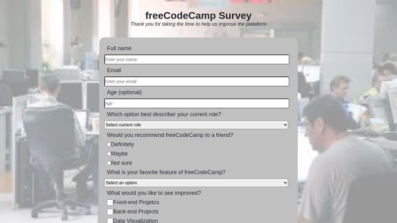 Survey Form freeCodeCamp