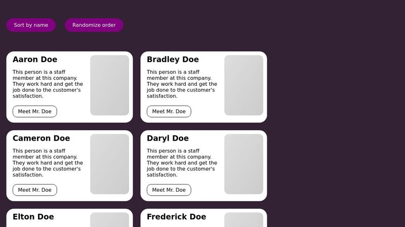 Sortable Staff List (Drag/Drop Card Layout)
