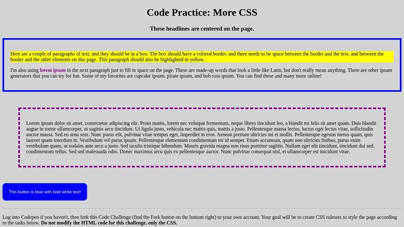 Code Practice: More CSS
