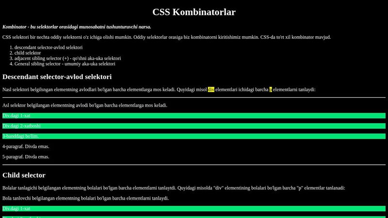 CSS combinators