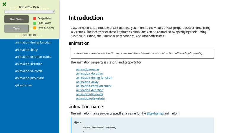 CSS Animation -Technical Documentation Page