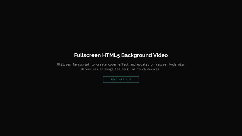 Fullscreen HTML5 Video Background With Cover Effect