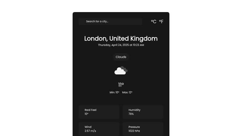 Weather App HTML, CSS and JavaScript