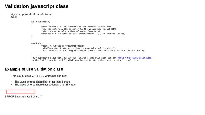 A basic Validation utility in vanilla javascript