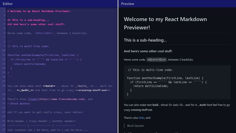 FCC: React Markdown Previewer