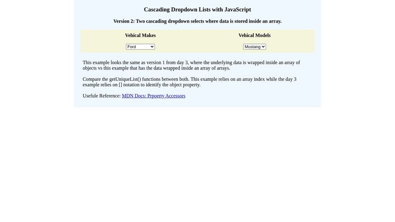 30Days30Submits - Cascading Dropdown Lists with JavaScript (data inside ...