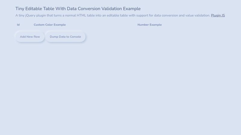 Tiny Editable Table Color With Data Conversion & Validation With jQuery ...