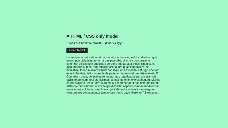HTML / CSS Modal Example