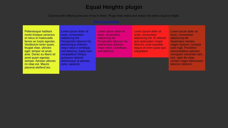 jQuery Equal Heights Plugin