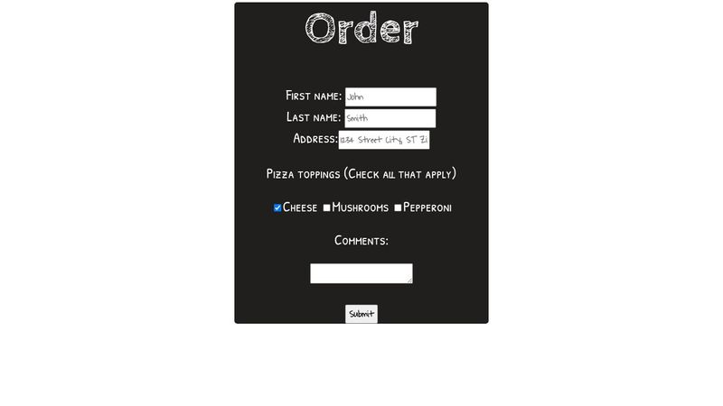 Pizza Order Form