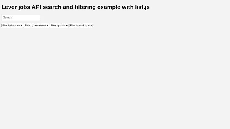 Lever jobs API example with list.js search and filter - Updated CSS