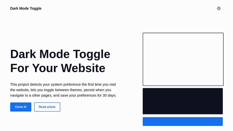 Dark Mode Toggle (Detect System Theme + Persistent)