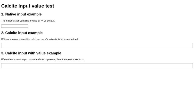Calcite Input Value not present unless the "value" attr is present