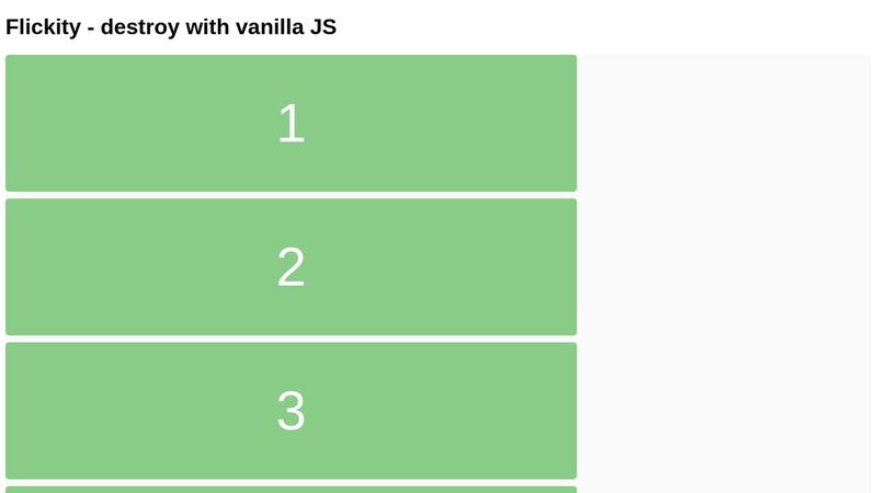 Flickity - destroy, vanilla JS