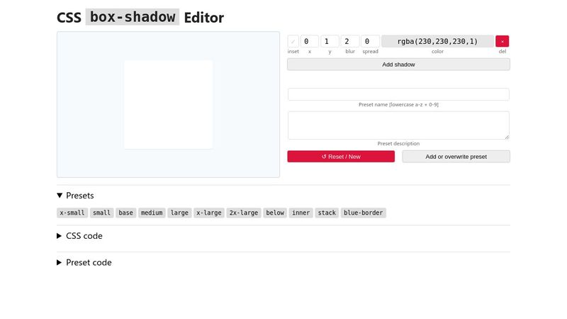 CSS box-shadow Editor