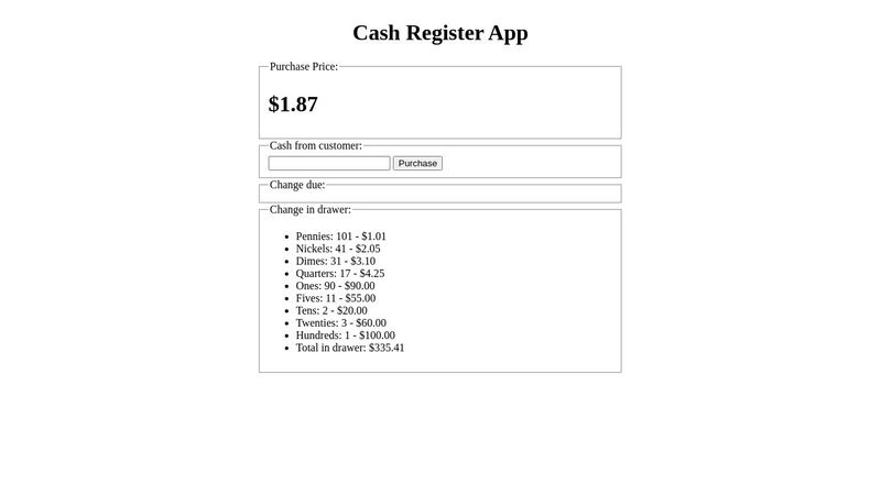 Javascript Cash Register