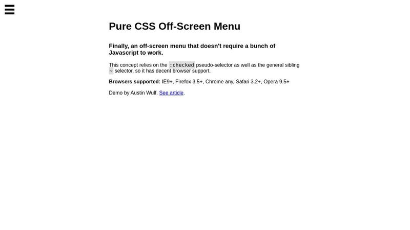 Pure CSS Off-Screen Navigation Menu