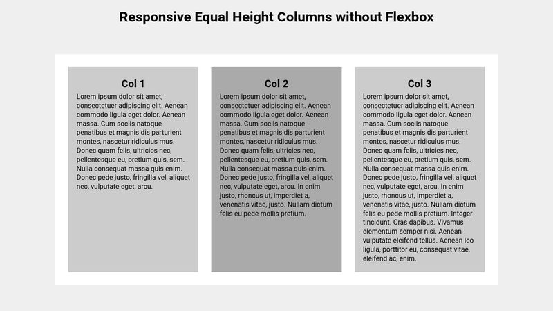 Responsive Equal Height Columns without Flexbox