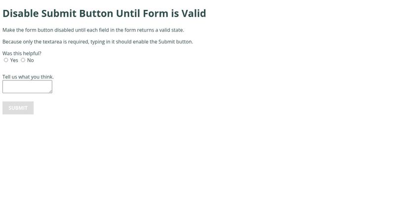 Disable Submit Button Until Form Fields Are Valid