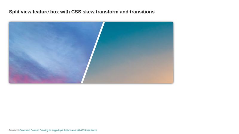 Creating an angled split feature area with CSS transforms