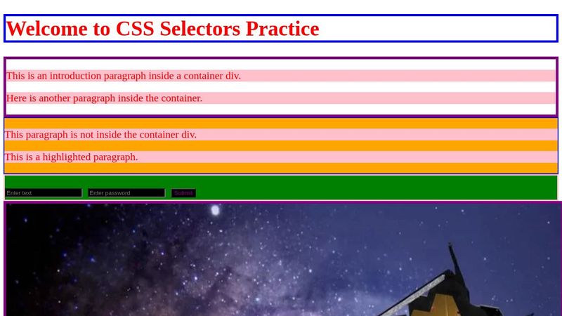 Practicing Selectors in CSS