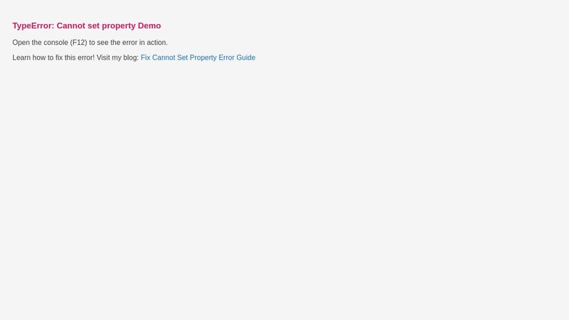 Fix JavaScript TypeError: Cannot set property 'X' of undefined (2025 Guide)