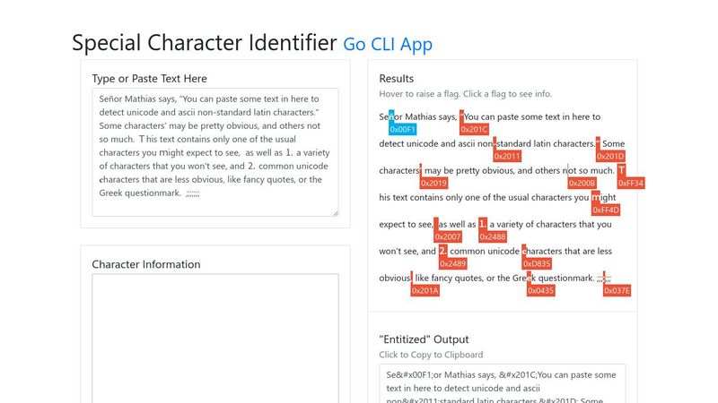 Special Character Identifier (React)